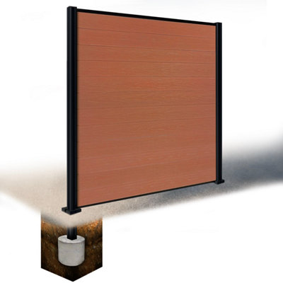 EasyComposite 6ft Composite Fence Panel & Aluminium Post Sunken in ...