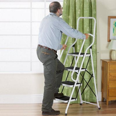 Easylife Genius Safety Step Ladder - Foldable Aluminium 4-Step with ...