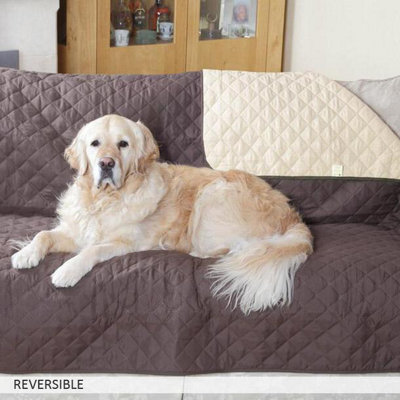 EASYLIFE QUILTED FURNITURE PROTECTOR - 3 SEATER SOFA - BROWN/BIEGE
