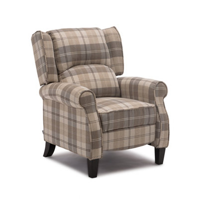 Eaton Wing Back Fireside Check Fabric Recliner Armchair Sofa Chair ...