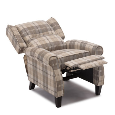 Eaton Wing Back Fireside Check Fabric Recliner Armchair Sofa Chair ...