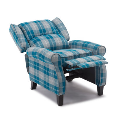 Eaton Wing Back Fireside Check Fabric Recliner Armchair Sofa Chair ...