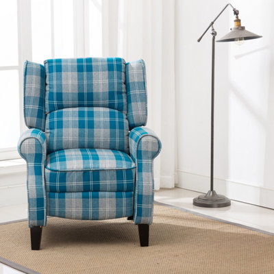 Eaton Wing Back Fireside Check Fabric Recliner Armchair Sofa Chair ...