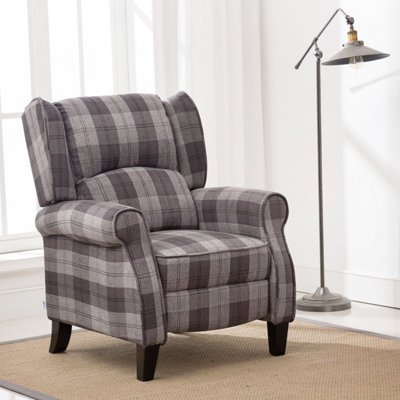 Buy Eaton Wing Back Fireside Check Fabric Recliner Armchair Sofa Chair ...
