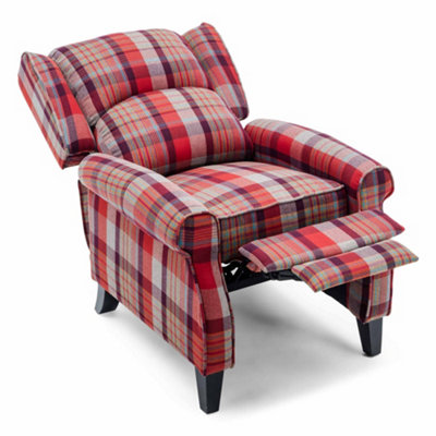 Eaton Wing Back Fireside Check Fabric Recliner Armchair Sofa Chair ...
