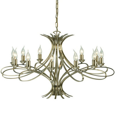 Eaves Hanging Ceiling Pendant Chandelier 12 Lamp Brushed Brass Curved ...