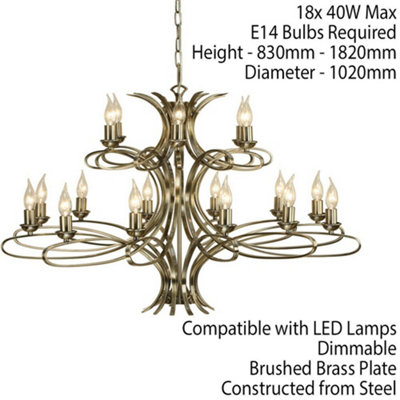 Eaves Hanging Ceiling Pendant Chandelier 18 Lamp Brushed Brass Curved ...