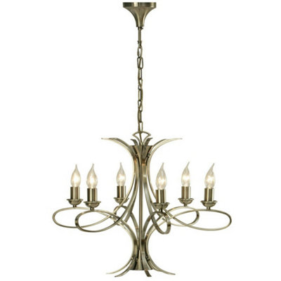 Eaves Hanging Ceiling Pendant Chandelier 6 Lamp Brushed Brass Curved ...