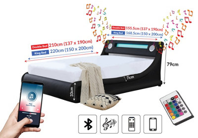 Ecasa Madrid Leather Bed Frame With Bluetooth Speaker & LED Light ...