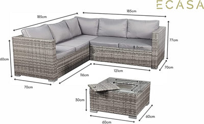 ECASA Outdoor Rattan Garden Furniture Corner 5 Seater Sofa Set With Cushions Ice Bucket Table
