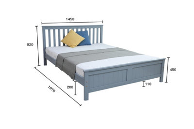 ECASA Wooden Bed Frame With Slatted Designed Headboard and Solid Plain Footboard Double Size 4FT 6
