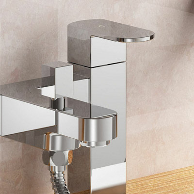 Eclipse Modern Bathroom Bath Shower Twin Lever Mixer Taps with Hand Held