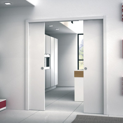 ECLISSE Double Sliding Pocket door kit 762+762x1981mm, Primed White ...