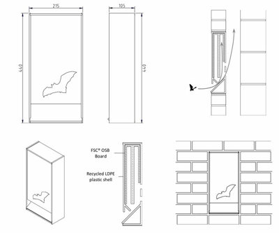 Eco Bat Access Box - Recycled LDPE Plastic/Wood - L10.5 x W21.5 x H44 ...
