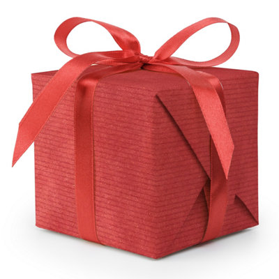 Eco-Friendly Kraft Gift Wrapping Paper - Red & Natural Ribbed Designs ...