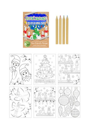 Eco-Friendly' Mini Elfin Around Christmas Colouring Set (14cm x 10cm)