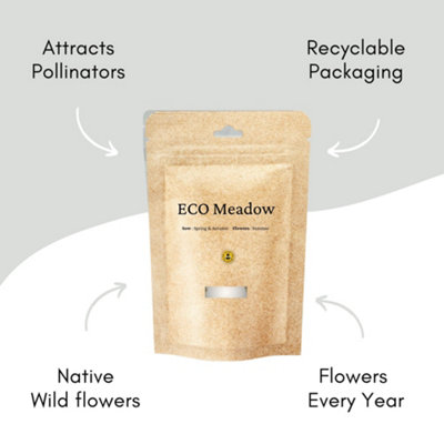 Eco Meadow - 70% Grass & 30% Wildflower Seeds Mix 1kg Bulk Pack
