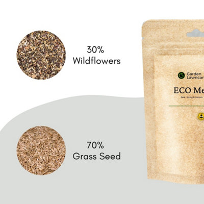Eco Meadow - 70% Grass & 30% Wildflower Seeds Mix 1kg Bulk Pack