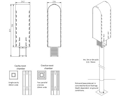 Eco Rocket Bat Box Cavity with 4m pole - Recycled LDPE Plastic/Wood ...