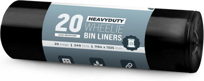 Ecobag 20 Pack EcoFriendly Wheelie Bin Liners 240L Heavy Duty & Leak ...
