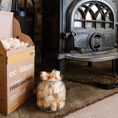 ECOBLAZE NATURAL FIRELIGHTERS 200 BOX WAX COATED INSTANT SPRUCE FIRE ...