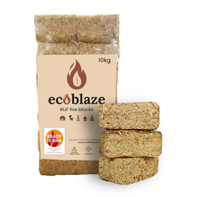 Ecoblaze RUF Fire Briquettes Pack of 12 10kg Easy to Use Heat Logs