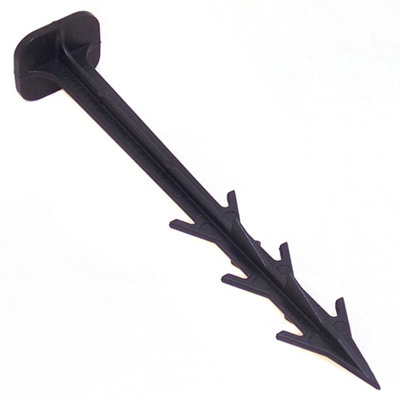 EcoGrid 160mm Barbed Ground Cover Weed Membrane Pegs, Black Plastic ...