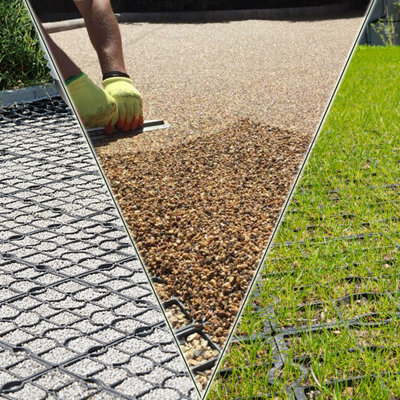 EcoGrid E40 Gravel/Grass Paving Grids- Ground Stabilisation Driveway Pathway Tiles (1 square metre)