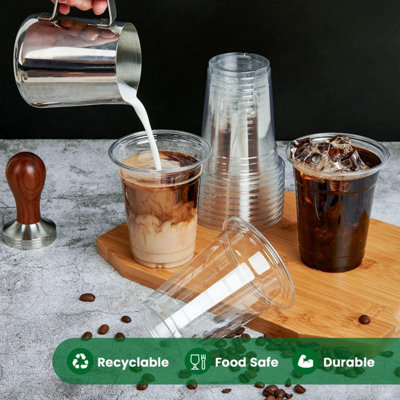 ECONX 100 X Smoothie Cups with Dome Lids 8oz Strong Clear Plastic Cups ...