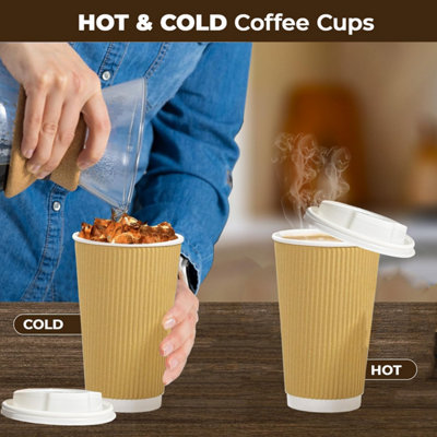 ECONX 16OZ TAKEAWAY COFFEE CUPS WITH WHITE LIDS TRIPLE WALLED INSULATED ...