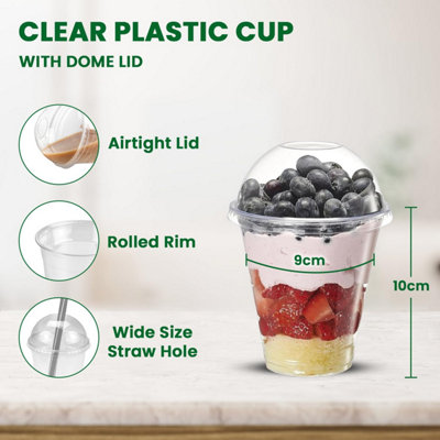 ECONX 500 X Smoothie Cups with Dome Lids 12oz Strong Clear Plastic Cups ...