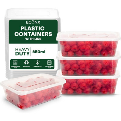 ECONX 650ml Plastic Food Storage Containers With Lids Microwave Freezer ...