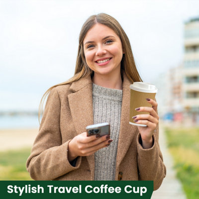 ECONX 8oz Takeaway Coffee Cups with White Lids Triple Walled Insulated ...