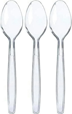 ECONX Disposable Clear Plastic Spoons Heavy Duty Plastic Cutlery Spoons ...