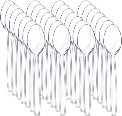 ECONX Disposable Clear Plastic Spoons Heavy Duty Plastic Cutlery Spoons ...