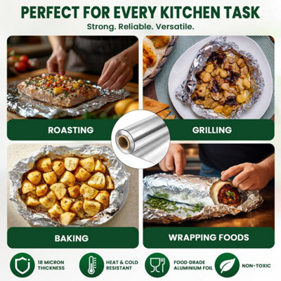 ECONX Heavy-Duty Kitchen Foil 75M X 30CM Aluminium Foil Roll Food ...