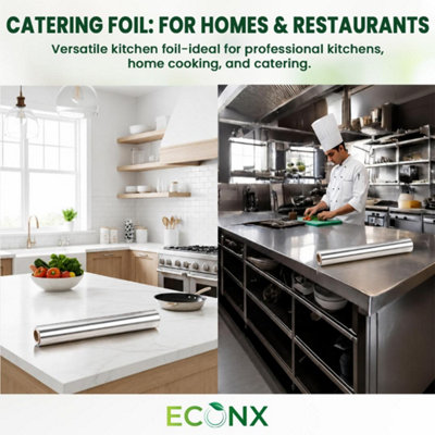 ECONX Heavy-Duty Kitchen Foil 75M X 45CM Aluminium Foil Roll Food ...