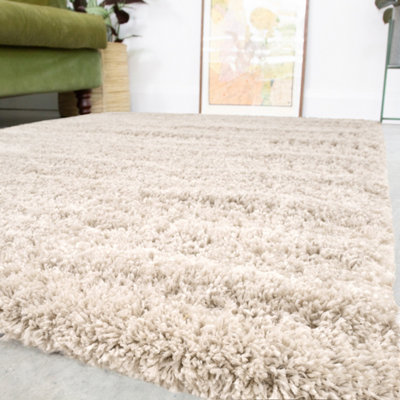 Ecru Cream Thick Soft Shaggy Area Rug 240x330cm
