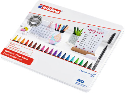 edding 1200 colour pen fine metal box of 20 assorted