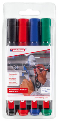 edding 300 permanent marker - black, red, blue, green - set of 4 ...
