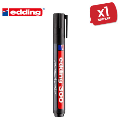 EDDING 300 PERMANENT MARKER BULLET 1.5-3MM BLACK - SINGLE