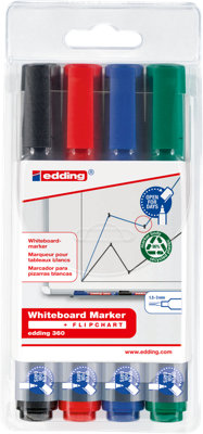 edding 360 whiteboard marker set of 4 assorted