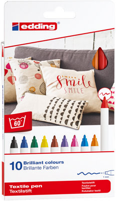 edding 4600 textile pen set of 10 assorted basic