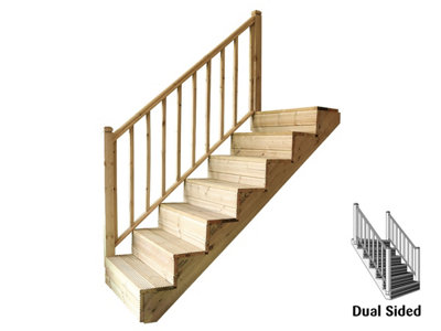 eDecks 7 Step Decking Stair Handrail Kit (Dual Side) - Square Posts ...
