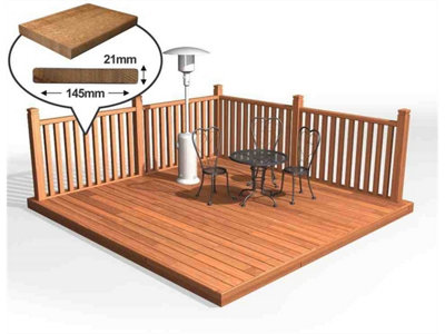 eDecks Balau Hardwood 145mm Timber Decking Kit (2.4m x 2.4m) - With ...
