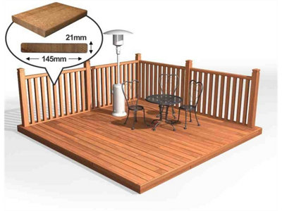 eDecks Balau Hardwood 145mm Timber Decking Kit (3m x 3m) - With Handrails