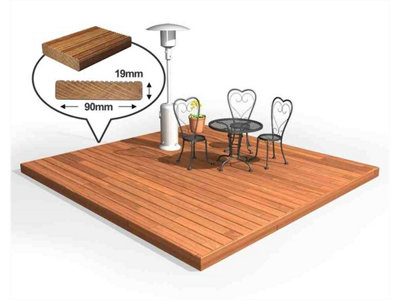 eDecks Balau Hardwood 90mm Timber Decking Kit (3m x 3m) - No Handrails