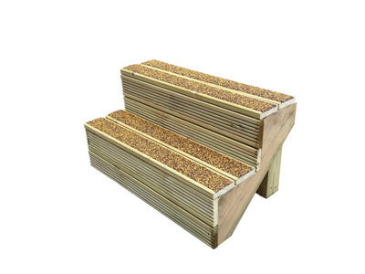 eDecks Buff & Brown WalkSure Anti Slip Decking Wooden Hot Tub Steps ...