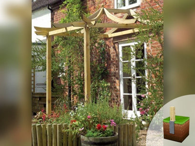 eDecks Dragon Patio Wooden Garden Pergola (W 2700mm x D 2400mm) with ...