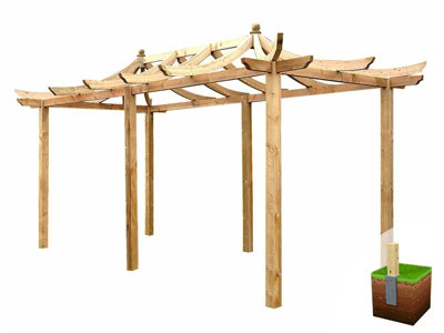 EDECKS DRAGON WOODEN GARDEN PERGOLA EXTENDED (W 4800 X D 2700MM) WITH ...